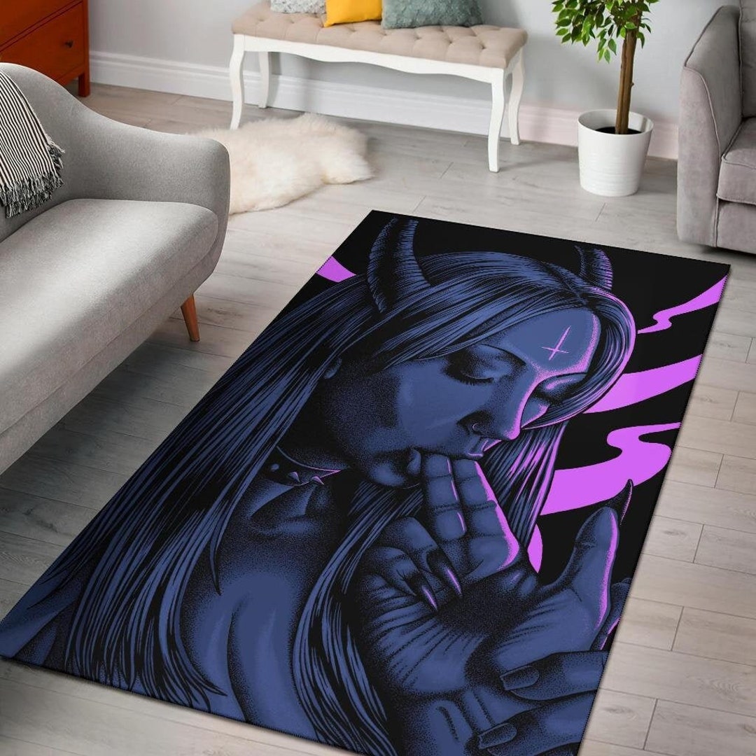 Satanic Cross Satanic Demon Embrace the Master Area Rug Sexy Blue Pink ...