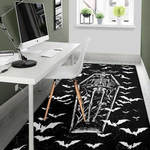 Bat Skull Skeleton Coffin Shrine Area Rug-coffin Rug-skull Rug-gothic ...