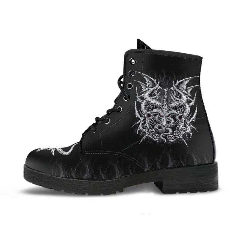 Skull Satanic Goat Wing Demon Leather Boots Smoke Color - Etsy