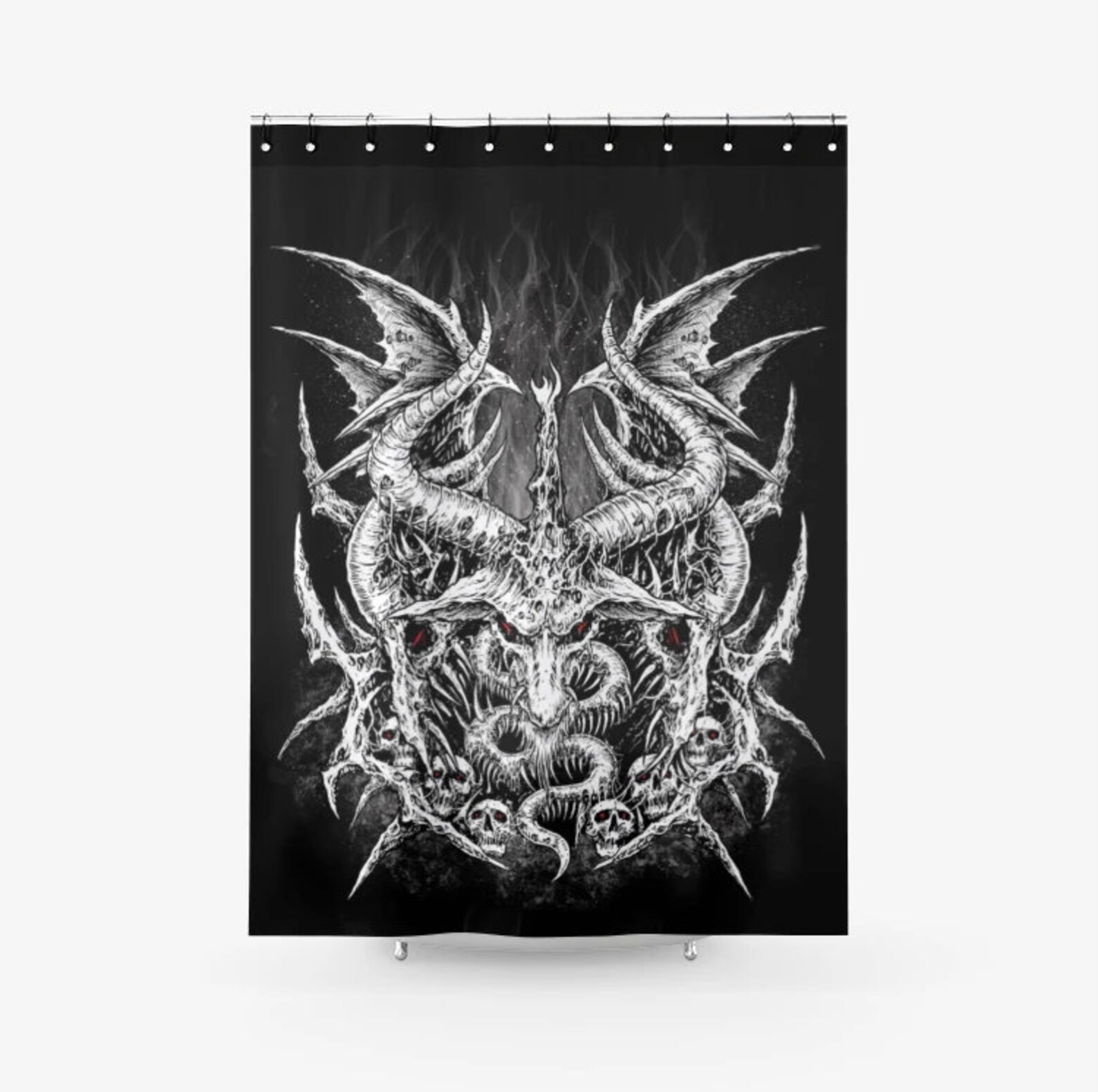 Skull Satanic Goat Wing Textured Fabric Shower Curtain-goat - Etsy
