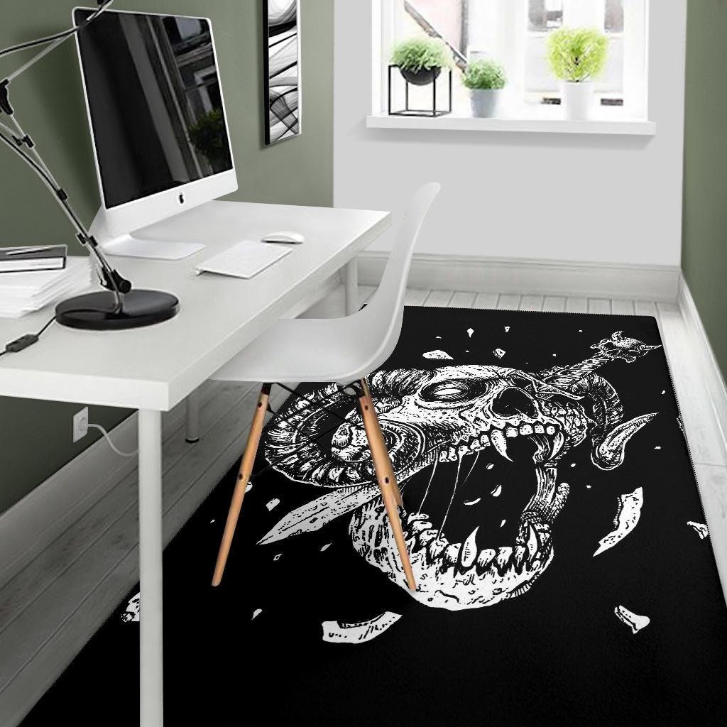 Skull Dagger Demon Area Rug Second Version-skull Rug-skull - Etsy