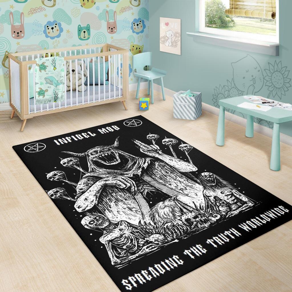 Satanic Skull Demon God Impaled Skulls Area Rug-Satanic Home | Etsy