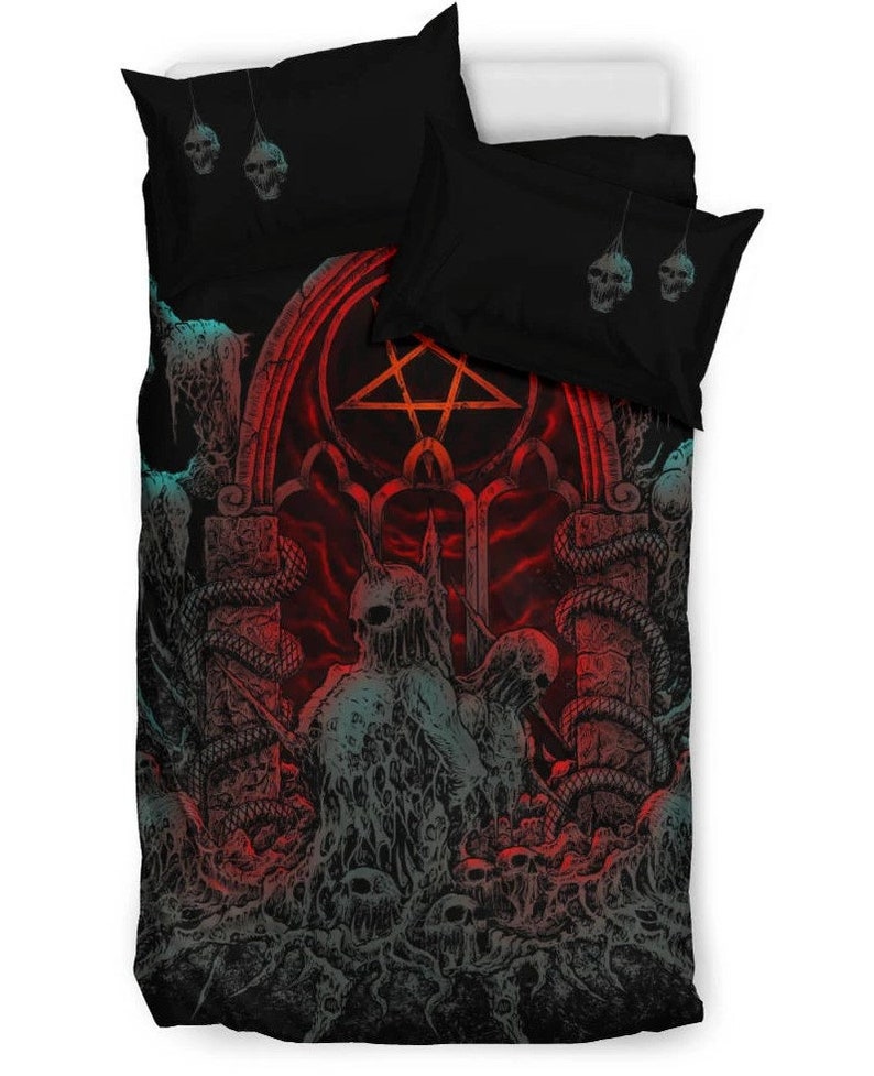 Satanic Skull Impaled Skeleton Inverted Flame Pentagram Shrine - Etsy