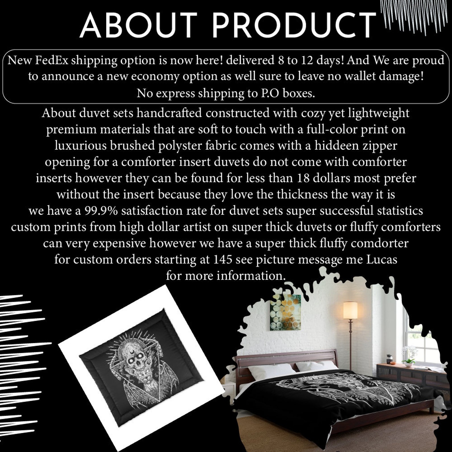 Skull Satanic Pentagram 666 Drip 3 Piece Duvet Set-satanic Bedding ...
