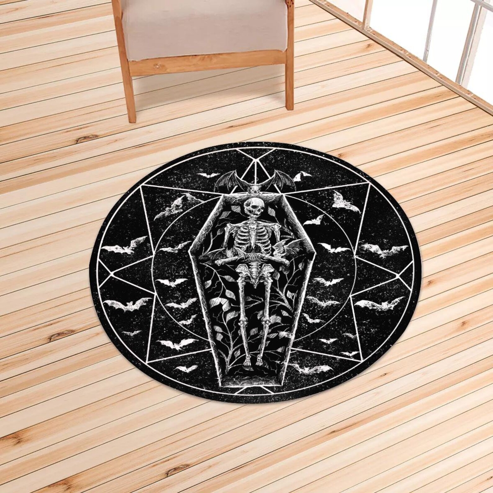 Bat Skull Skeleton Coffin Shrine Foldable Round Mat-skull - Etsy