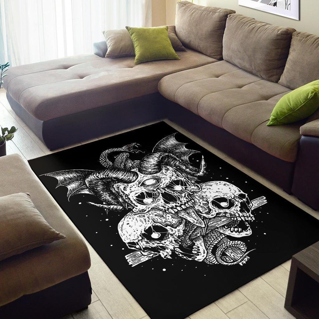 Skull Demon Serpent Cross Area Rug-skull Rug-gothic Skull Rug - Etsy