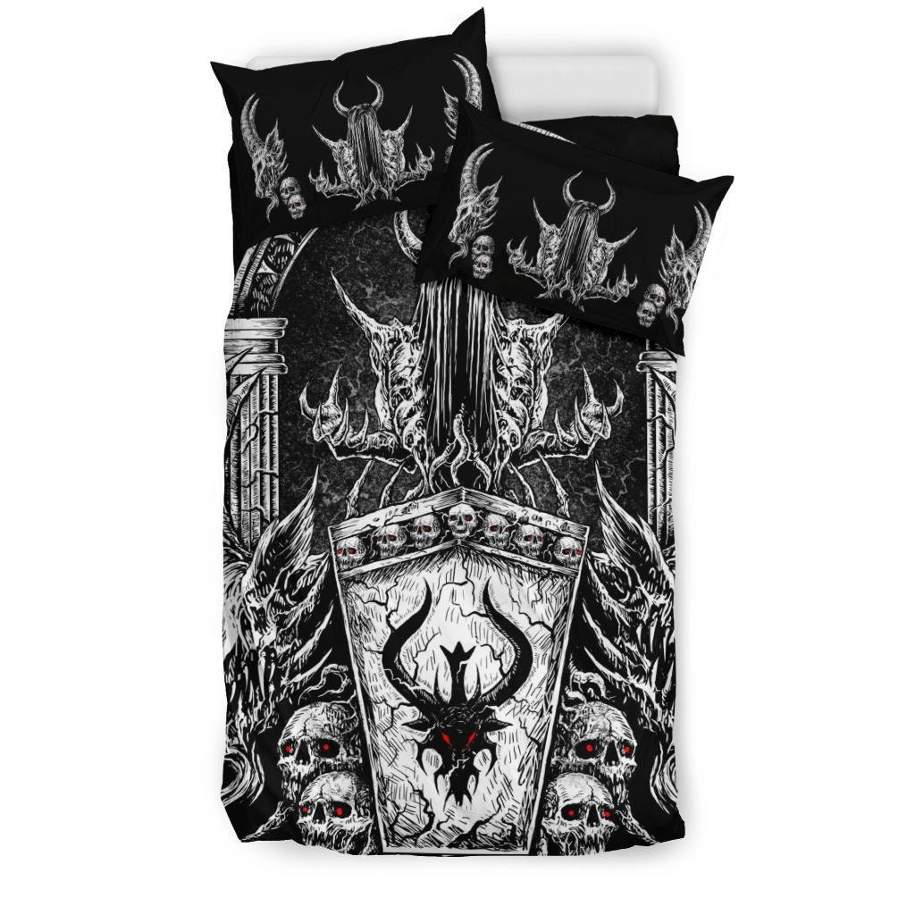 Skull Gothic Demon Shrine Black And White Red Eye Version Duvet Set ...