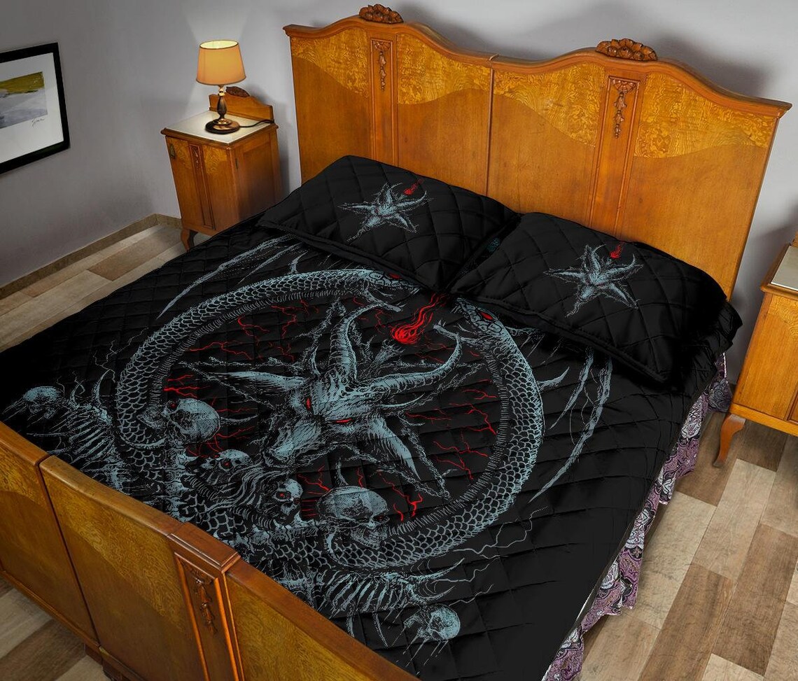 Skull Demon Satanic Goat Satanic Pentagram Serpent Quilt 3 | Etsy