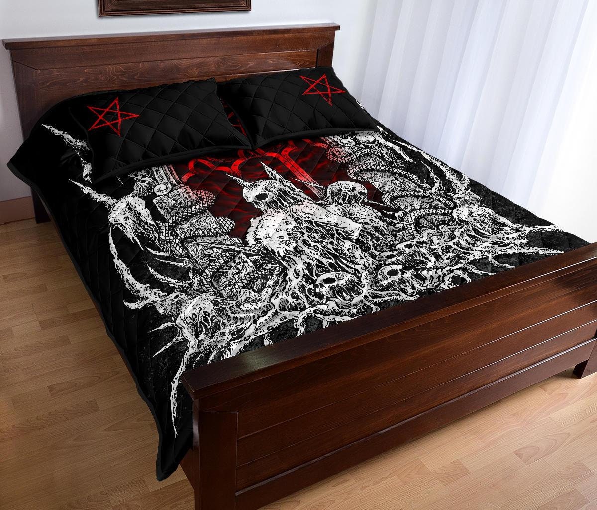 Skull Satanic Pentagram Shrine Quilt 3 Piece Set New Red-goth | Etsy