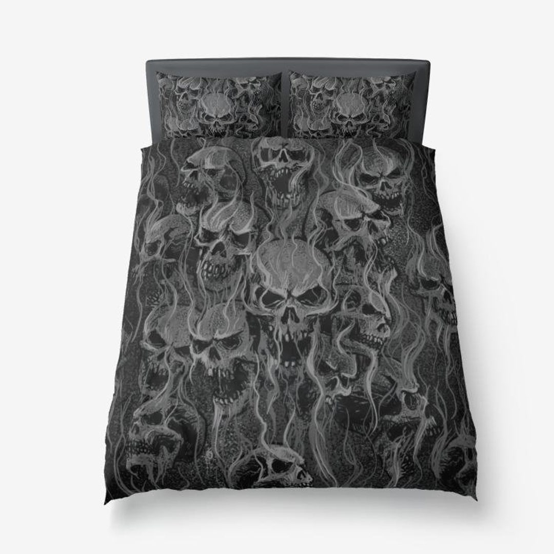 Heavy Metal Room Decor-smoke Skull 3 Piece Bed Set-smoke Skull Duvet ...