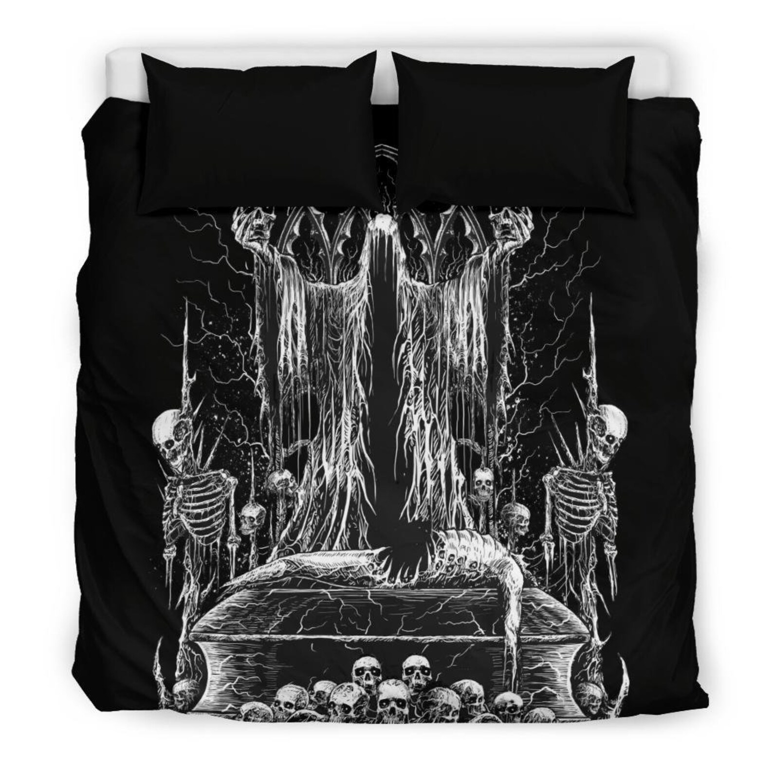 Skull Hooded Demon Impaled Coffin Shrine 3 Piece Duvet Set | Etsy
