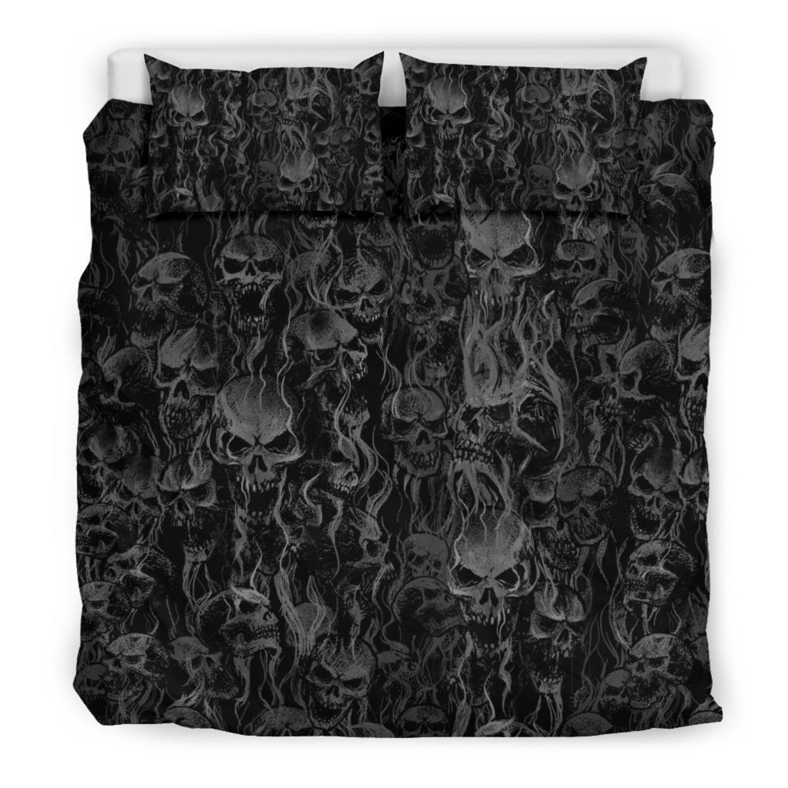 Skull Smoke Dark Version 3 Piece Duvet Set-skull Bed Cover-gothic Skull ...