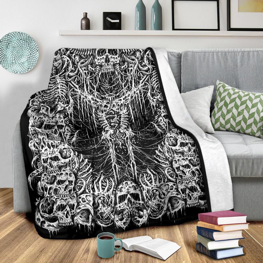 Skull Demon Horn With Headless Skeleton Blanket-skull Skeleton | Etsy