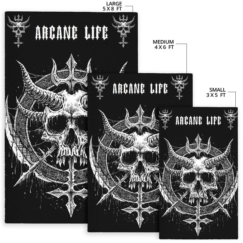 Skull Inverted Cross Dagger Arcane Life Area Rug-satanic Room - Etsy