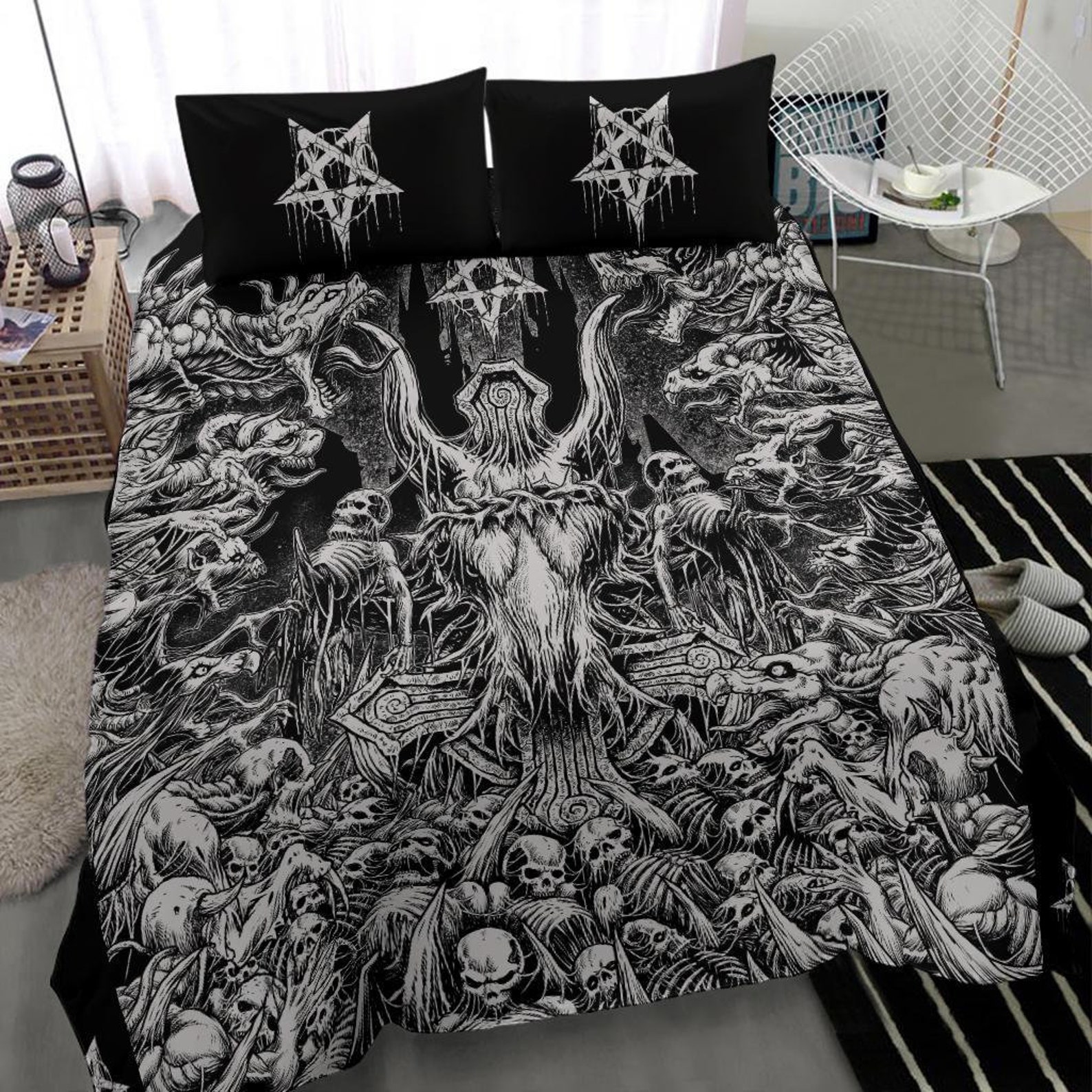 Skull Inverted Cross Crowned Goat Impaled Skeleton Demon Church ...