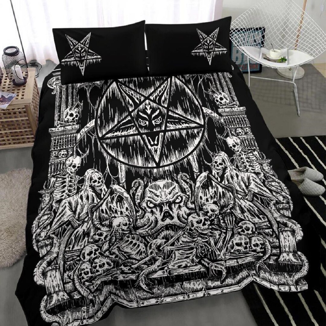 Skull Skeleton Satanic Pentagram Shrine With Demon Octopus 3 - Etsy