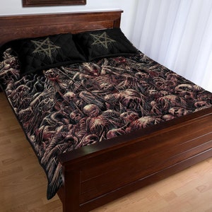 Skull Satanic Pentagram Winged Satanic Goat Demon Blood Red Zombie ...