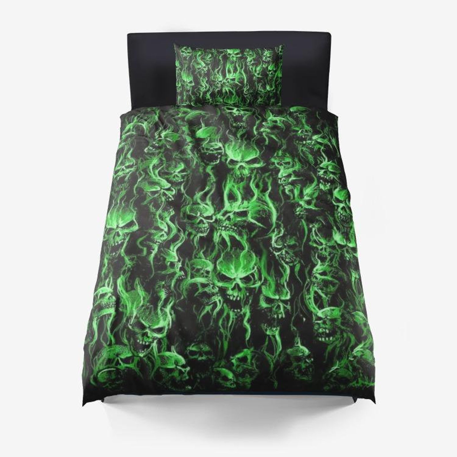 Skull Room Decor-heavy Metal Room Decor-exotic Green Smoke Skull 3 ...