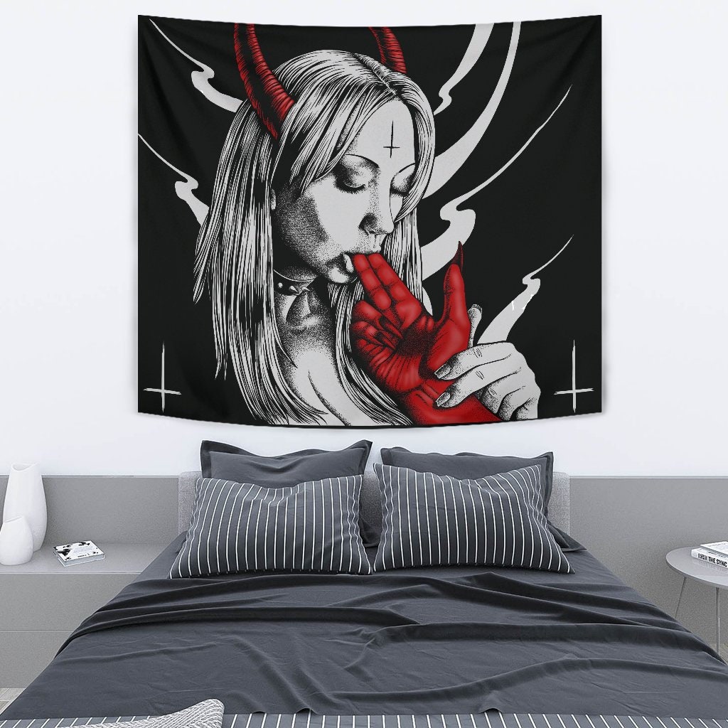 Satanic Cross Satanic Demon Embrace the Master Large Wall - Etsy