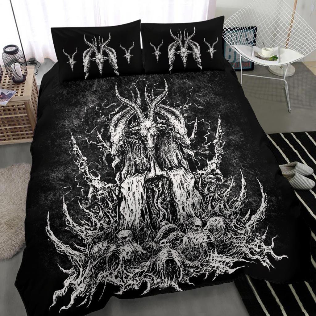 Satanic Skull Goat 2nd Version With Inverted Pentagram Goat Head Pillow ...