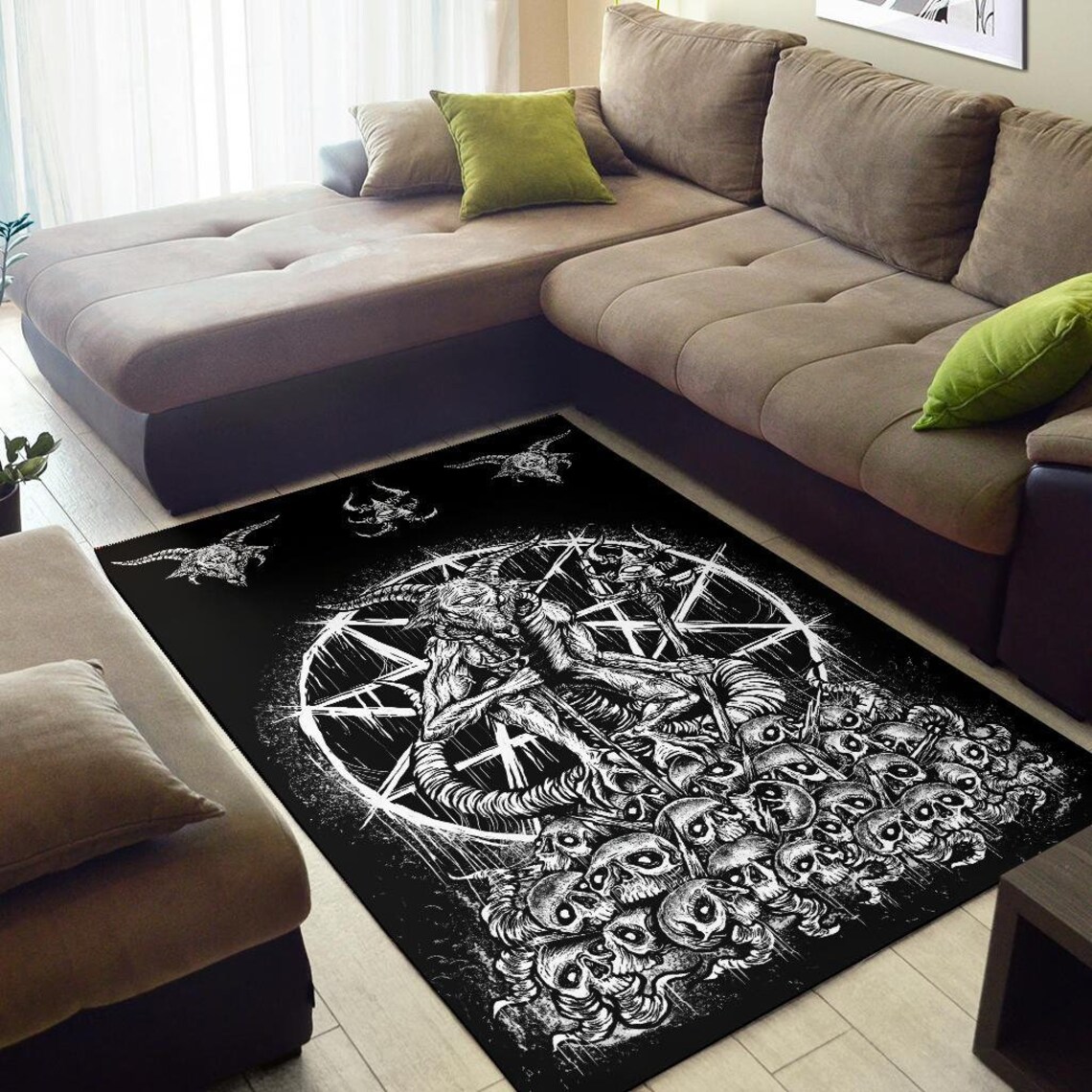 Satanic Skull Cyclops Goat Area Rug-gothic Skull Satanic Area - Etsy
