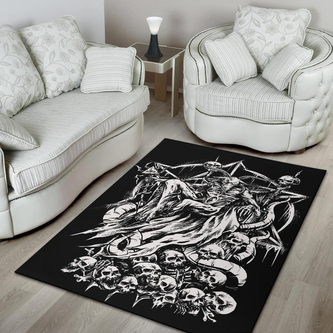 Skull Satanic Goat Impaled Skull Throne Area Rug-satanic - Etsy