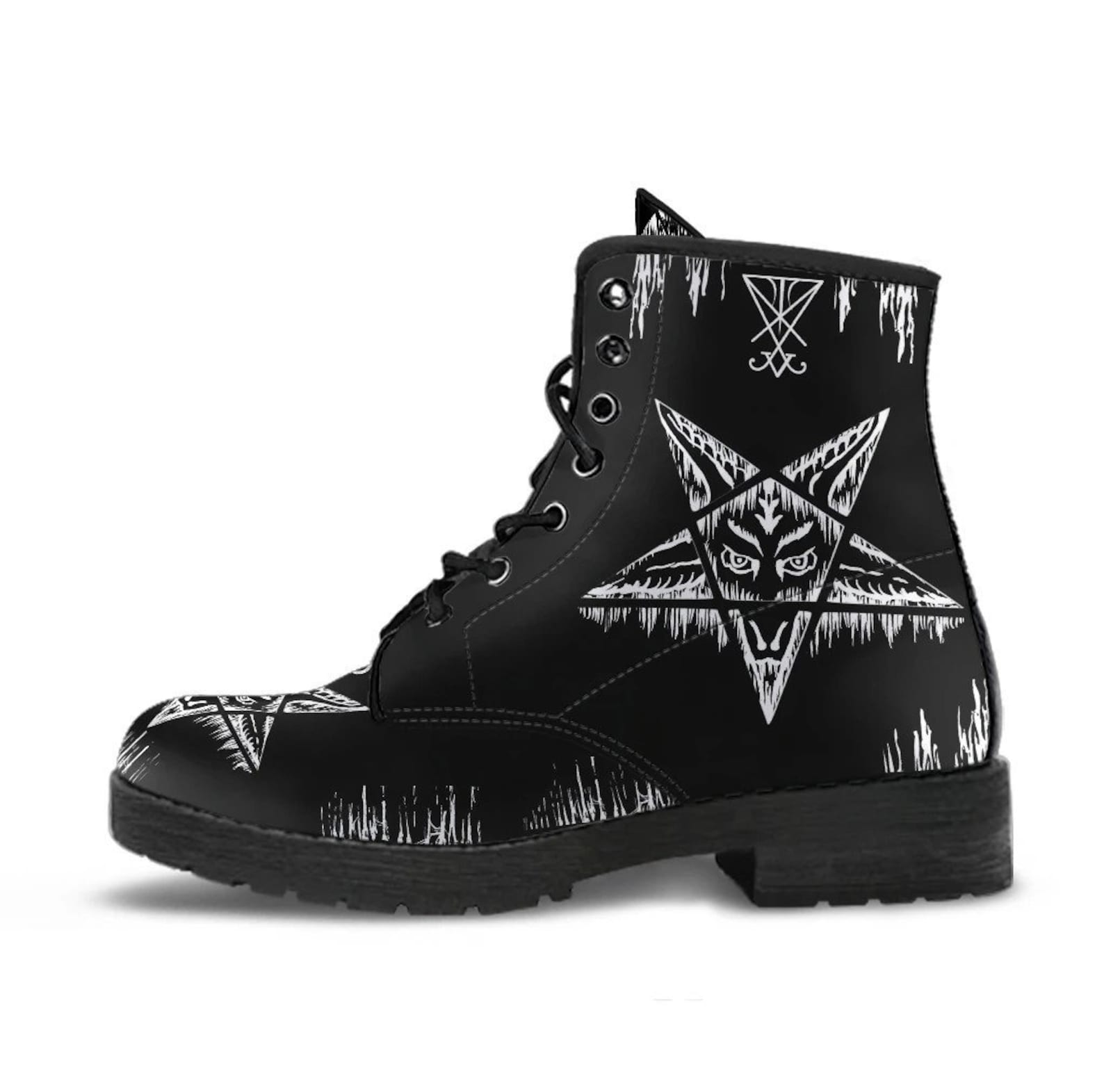 Satanic Pentagram Drip Leather Boots Large Pentagram Lucifer | Etsy