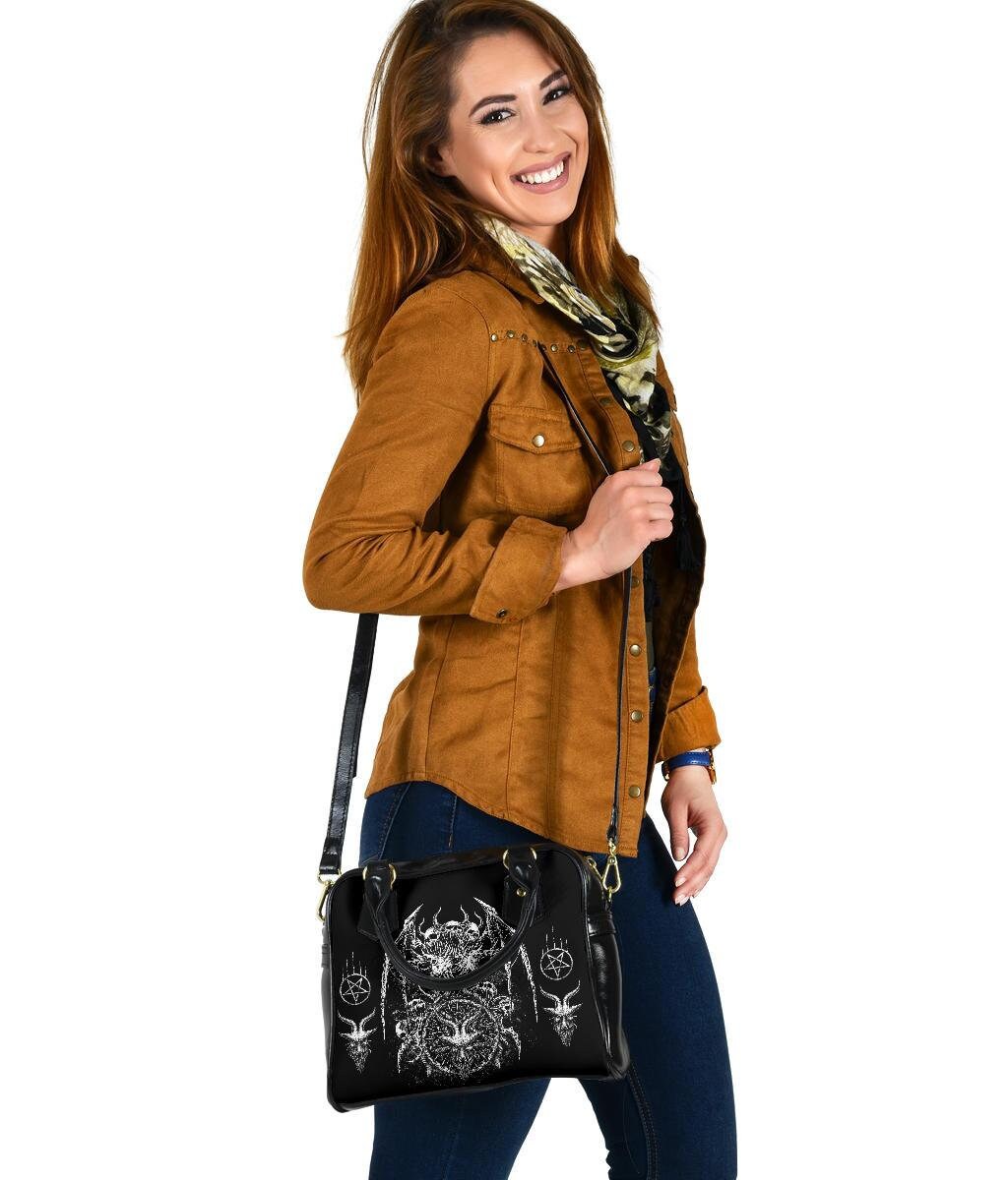 Skull Satanic Demon Goat Satanic Pentagram Serpent Handbag Purse ...