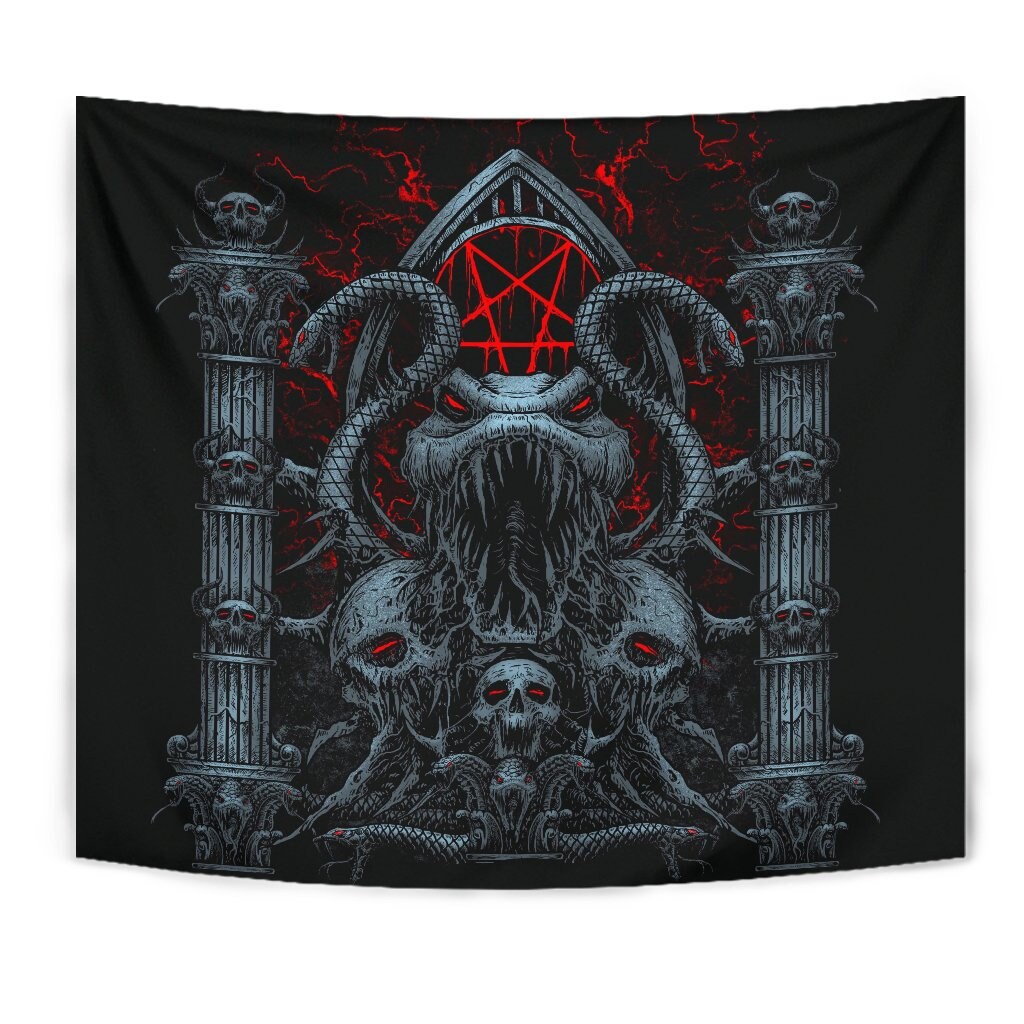 Skull Satanic Pentagram Serpent Gate Shrine Large Wall - Etsy
