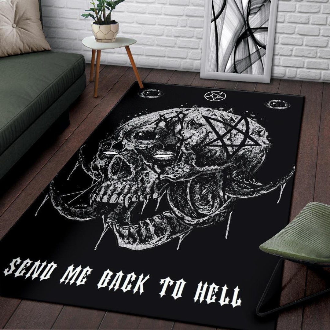 Skull Cyclops Inverted Pentagram Head Tattoo Area Rug-skull - Etsy