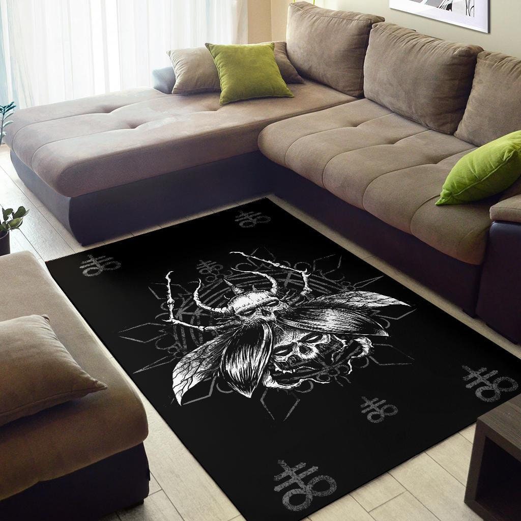 Skull Satanic Fly Area Rug-satanic Rugs-skull Rugs-goth Skull | Etsy