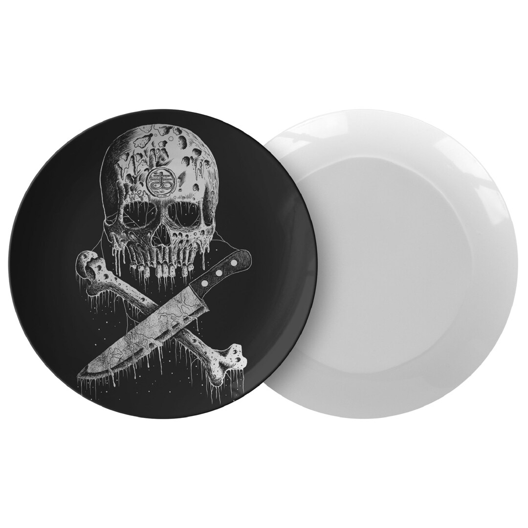 Skull Butcher Knife Human Bone Dinner Plate-satanic Skull Kitchen Home ...