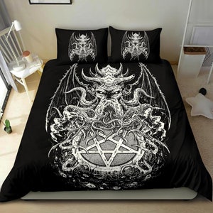 Skull Demon Satanic Pentagram Octopus 3 Piece Duvet Set-skull Bed Cover ...