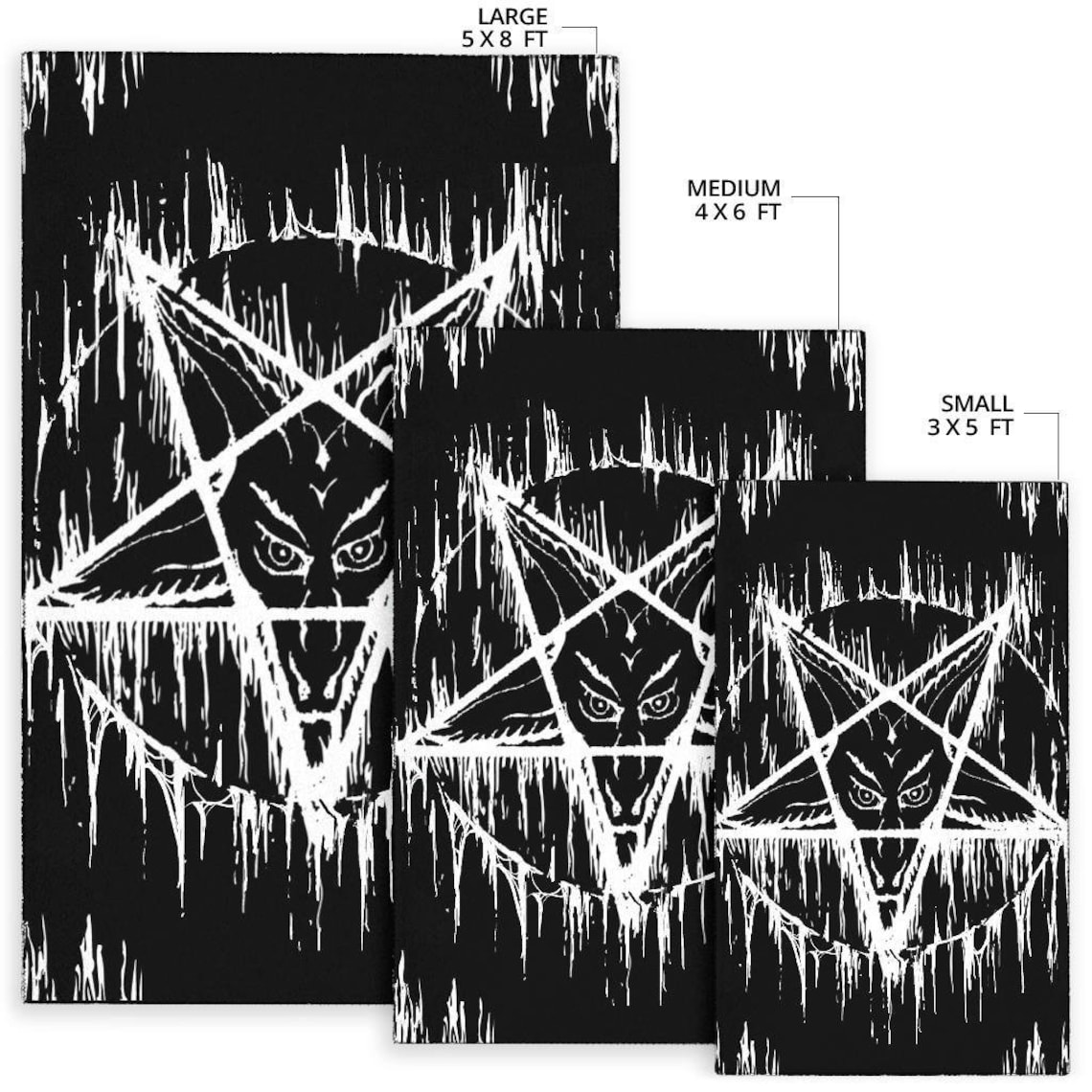 Satanic Inverted Pentagram Area Rug Large Pentagram Version-satanic Rug ...