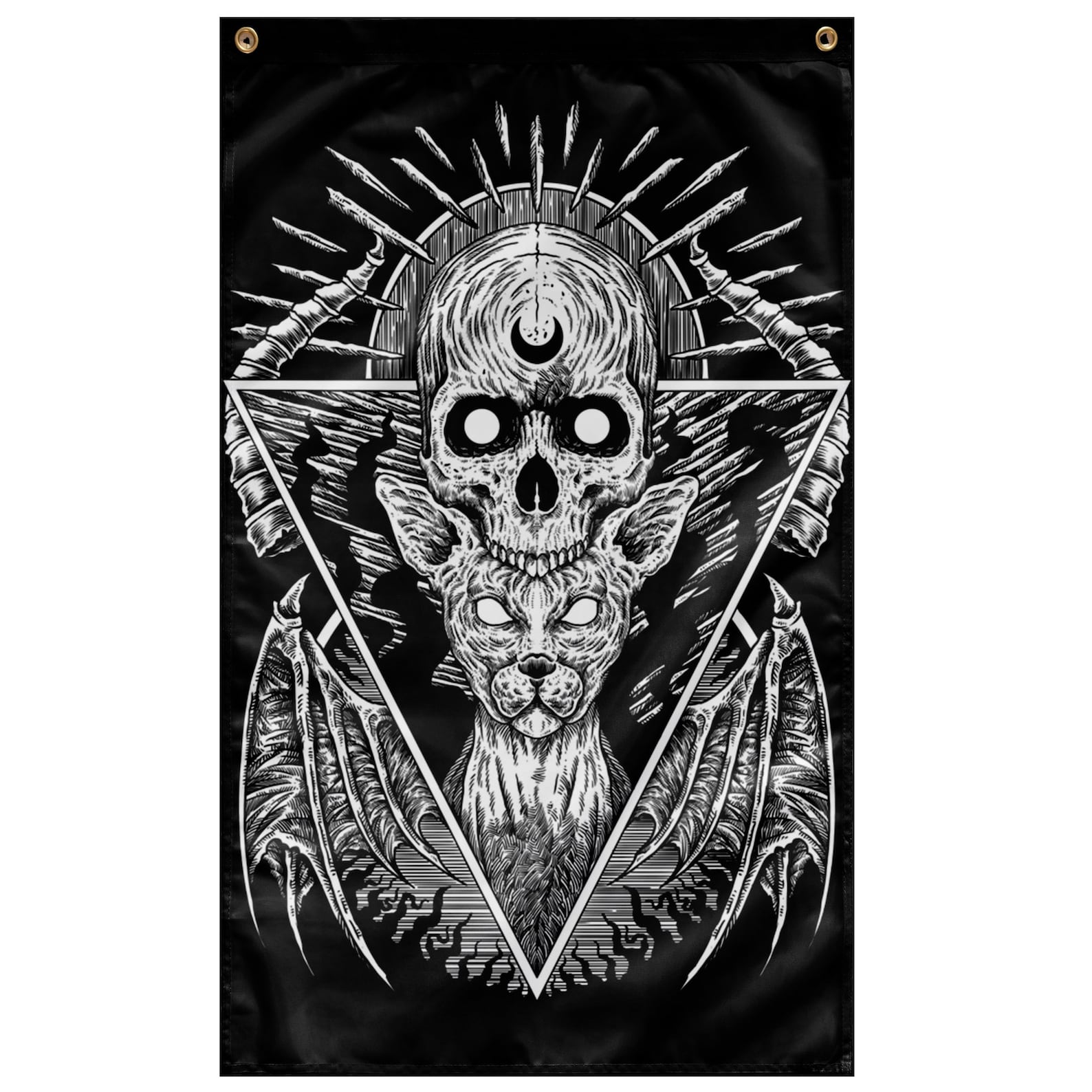 Gothic Skull Cat Wall Flag-goth Wall Decor-skull Wall - Etsy