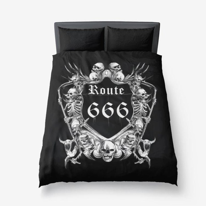 Route 666 Skull 3 Piece Bed Set-666 Skull Bed Set-skeleton 666 - Etsy