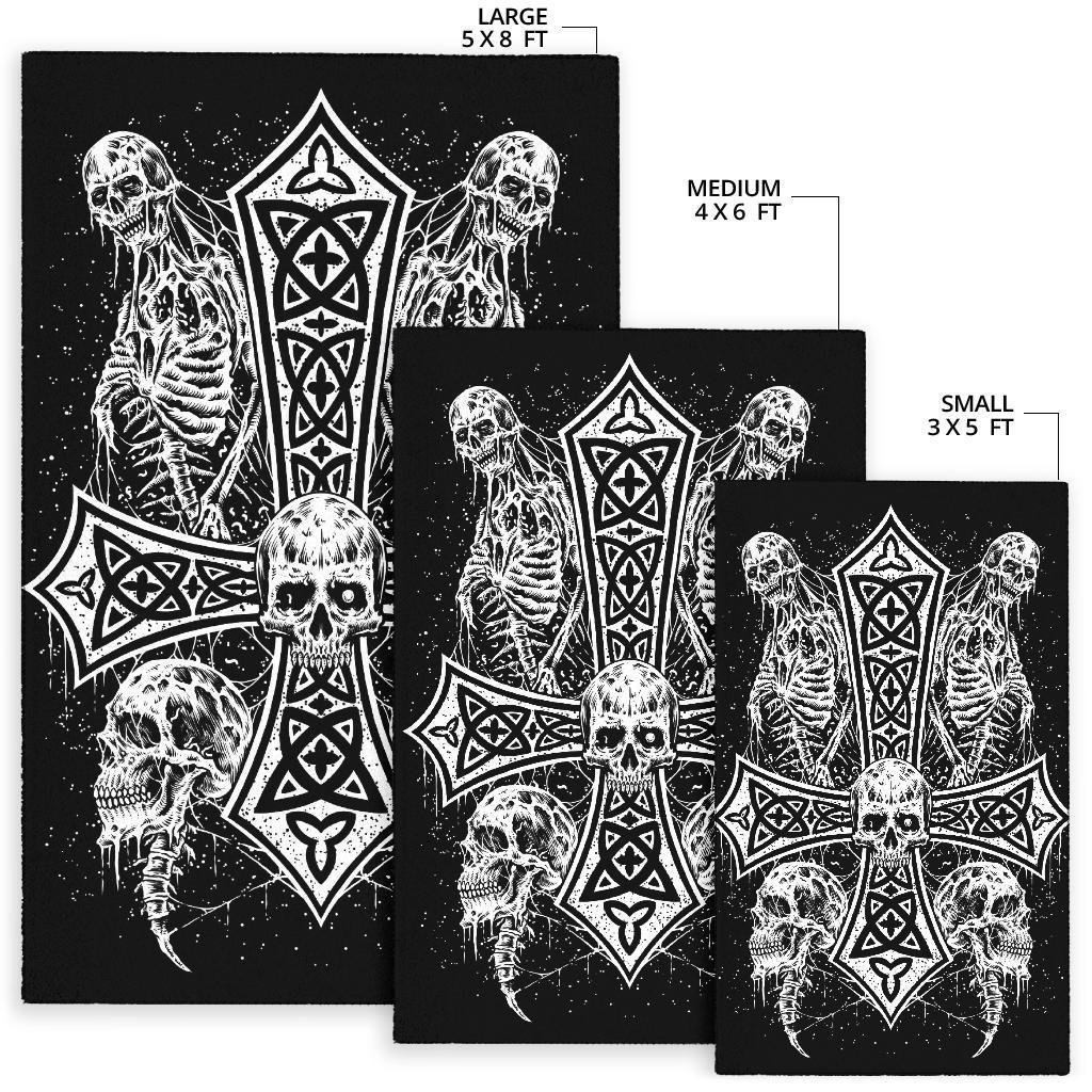 Skull Skeleton Inverted Cross Area Rug Version 1 Out of - Etsy