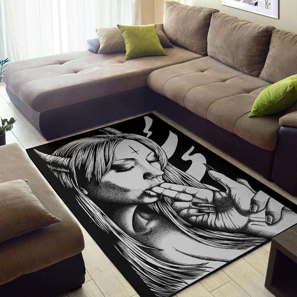 Satanic Demon Satanic Cross Embrace the Master Area Rug Black | Etsy