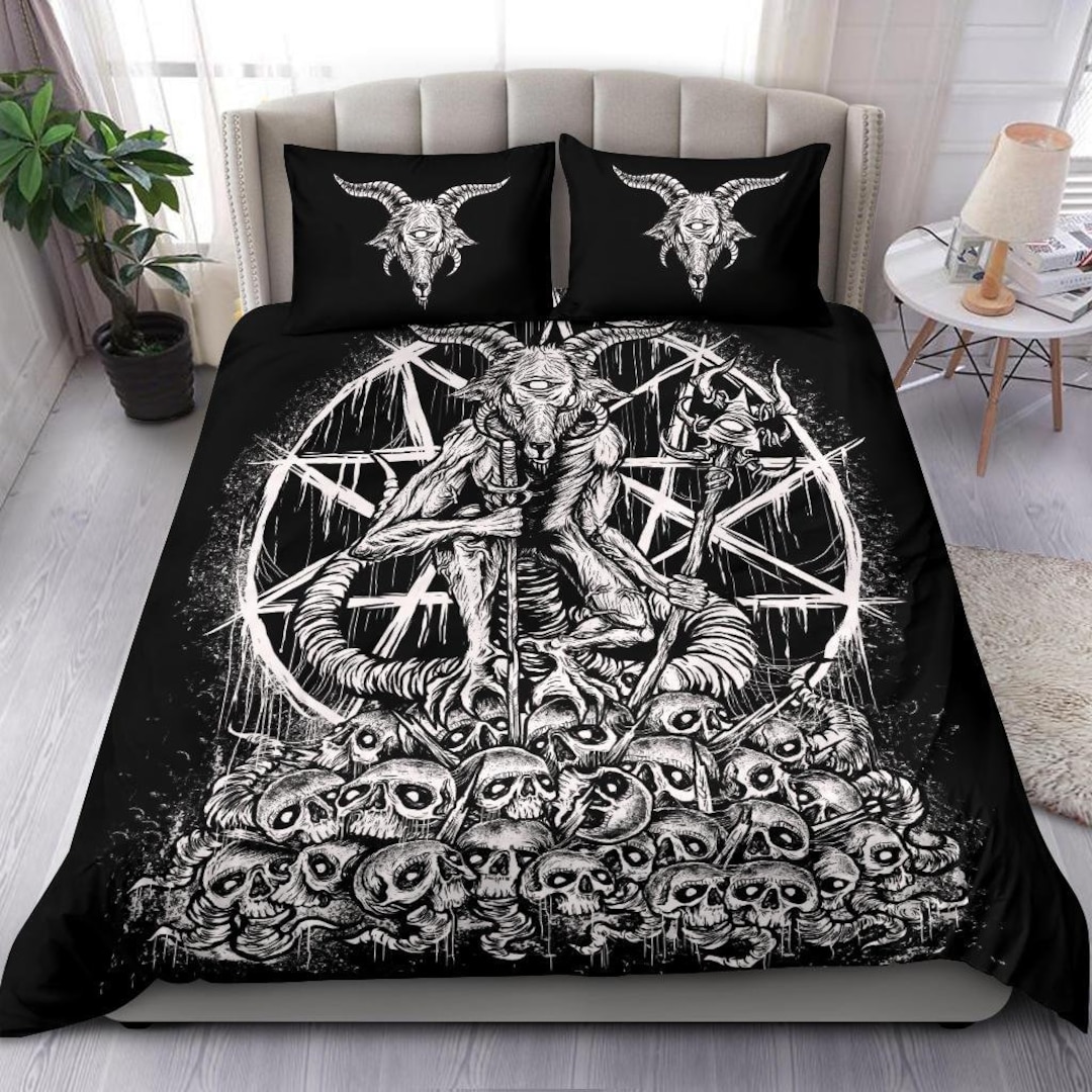 Satanic Cyclops Goat Skull 3 Piece Duvet Set-satanic Goat Bed Cover ...