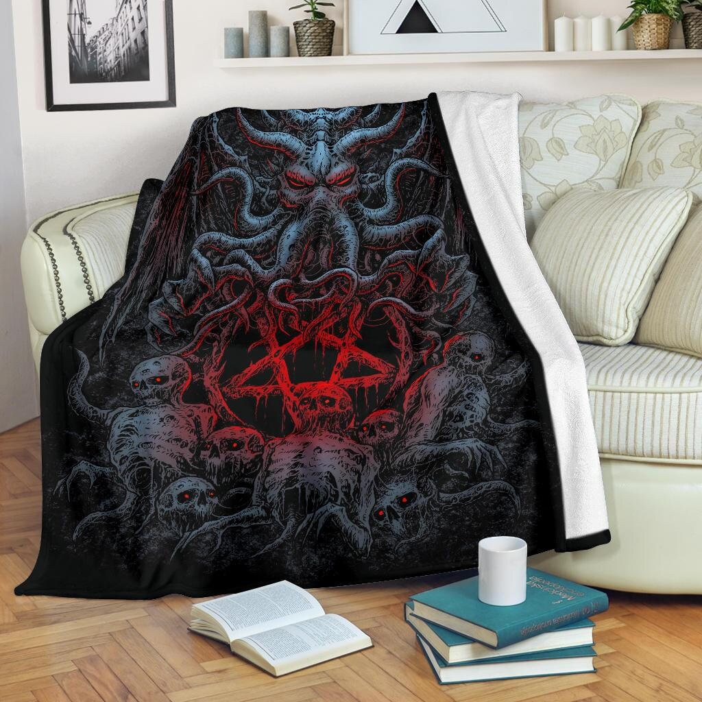 Skull Satanic Pentagram Demon Octopus Blanket Color | Etsy