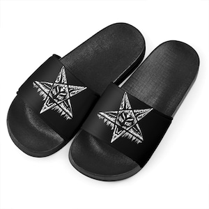 Satanic Pentagram Slippers-satanic Shoes-important-look at Chart You ...