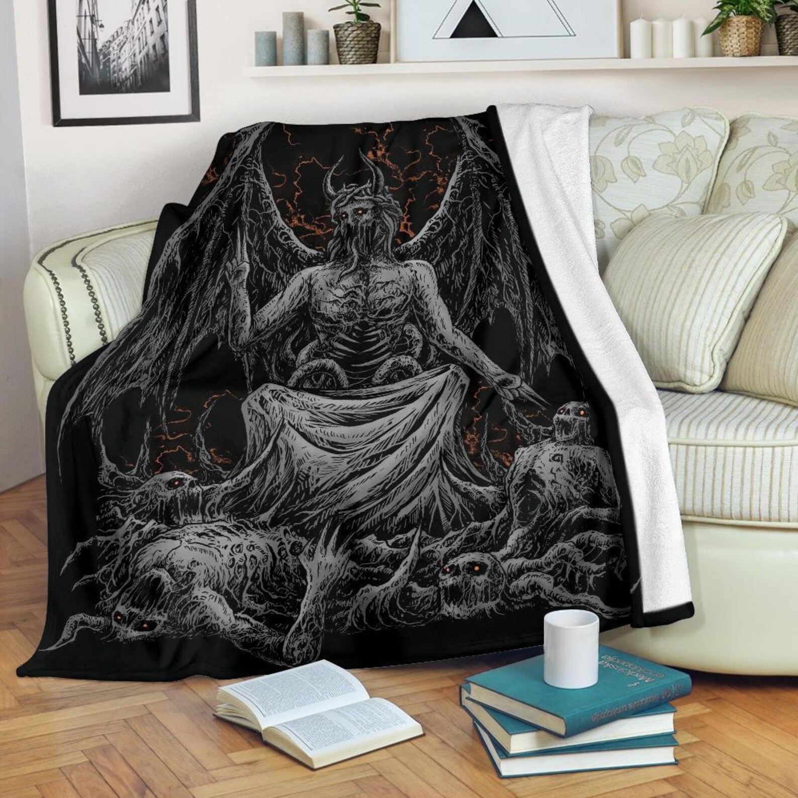 Skull Satanic Bat Wing Demon God Blanket Dark Version-satanic - Etsy