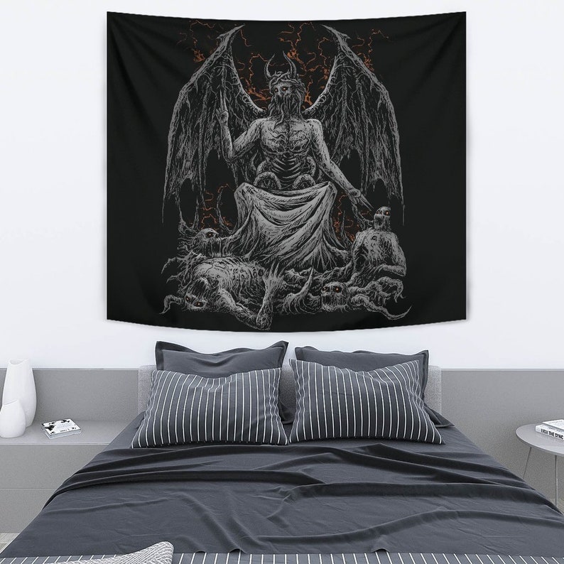 Skull Satanic Demon God Large Wall Decoration Tapestry Dark | Etsy