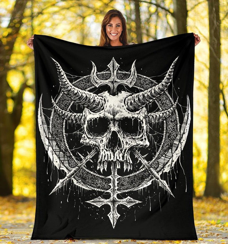 Skull Satanic Cross Dagger Demon Blanket-satanic Skull - Etsy