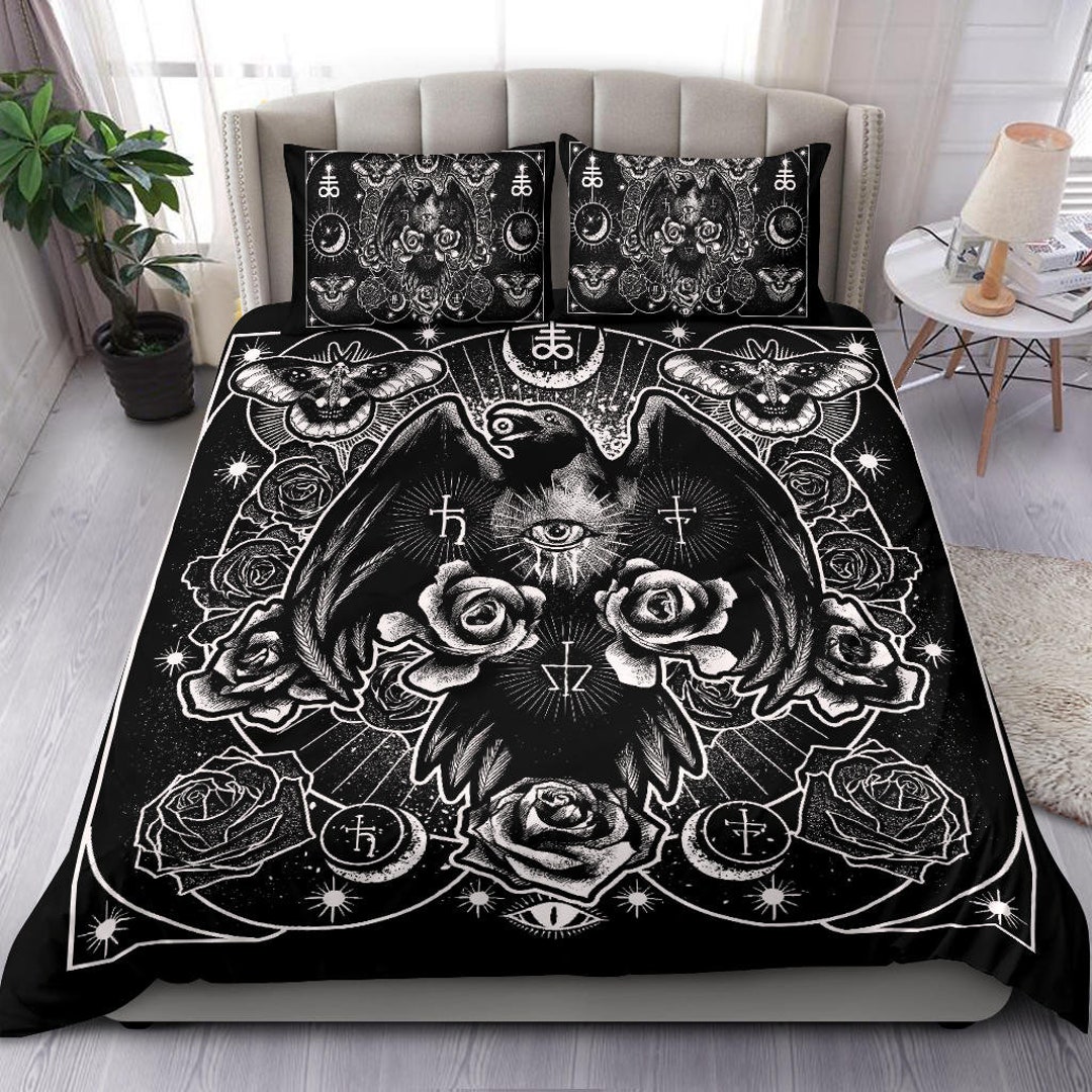 Occult Leviathan Moth Crow Eye Secret Power 3 Piece Duvet Set Goth ...