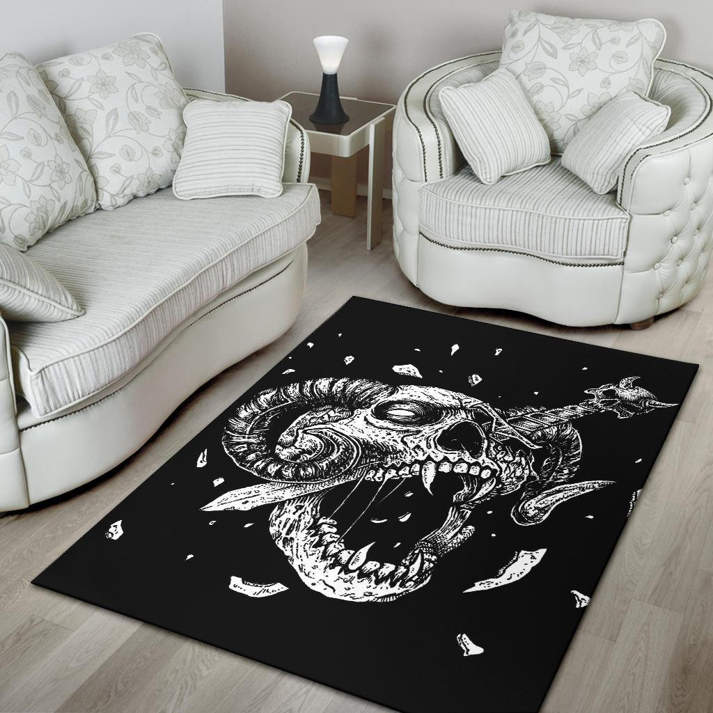 Skull Dagger Demon Area Rug Second Version-skull Rug-skull - Etsy