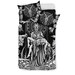 Skull Baphomet Goat Demon Frenzy 3 Piece Duvet Set Black and White ...
