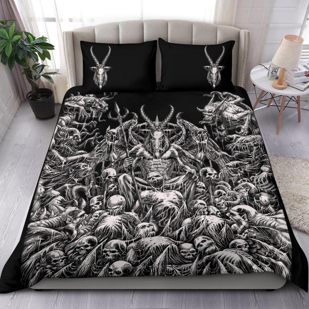 Skull Satanic Pentagram Winged Satanic Goat Demon Zombie Galore Throne ...