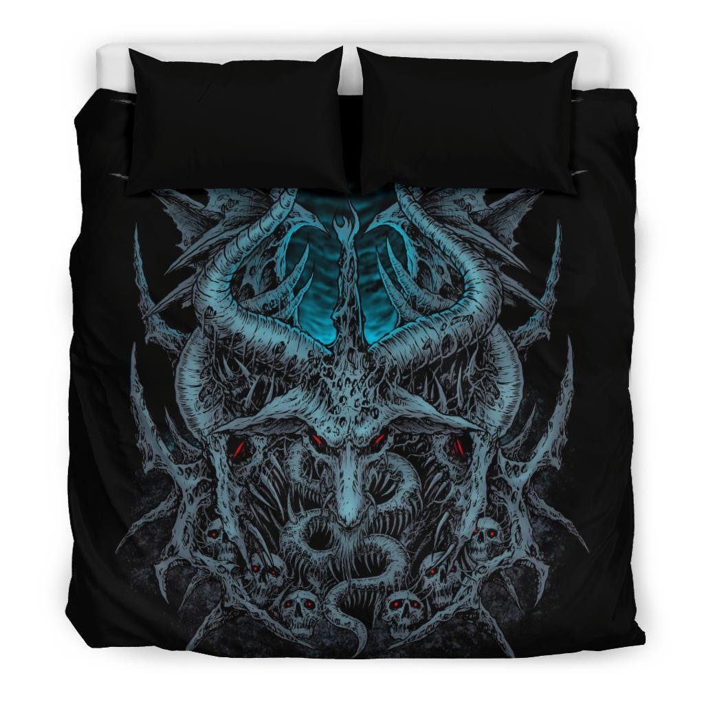 Skull Satanic Goat 3 Piece Duvet Set Wild Color Version-skull Goat ...