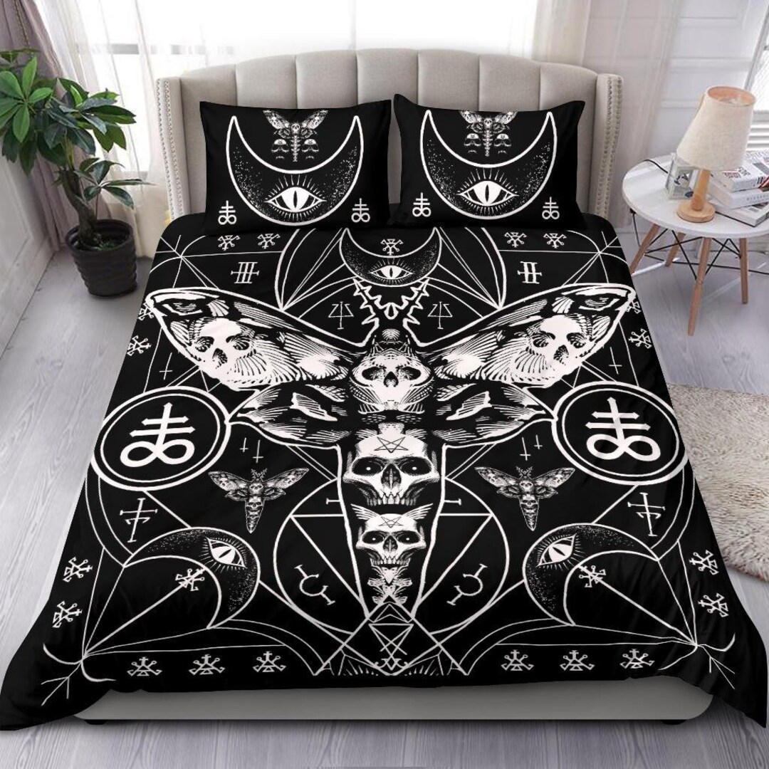 Skull Occult Moth Leviathan Bizarre 3 Piece Duvet Set-skull Duvet-skull ...